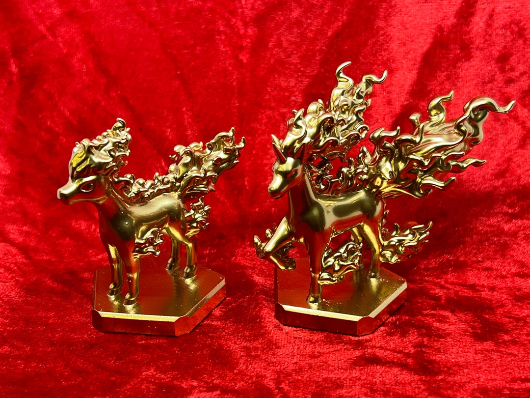 Pokemon 077 Ponyta, 078 Rapidash Figures Gold TCG Statue Evolution Set ...