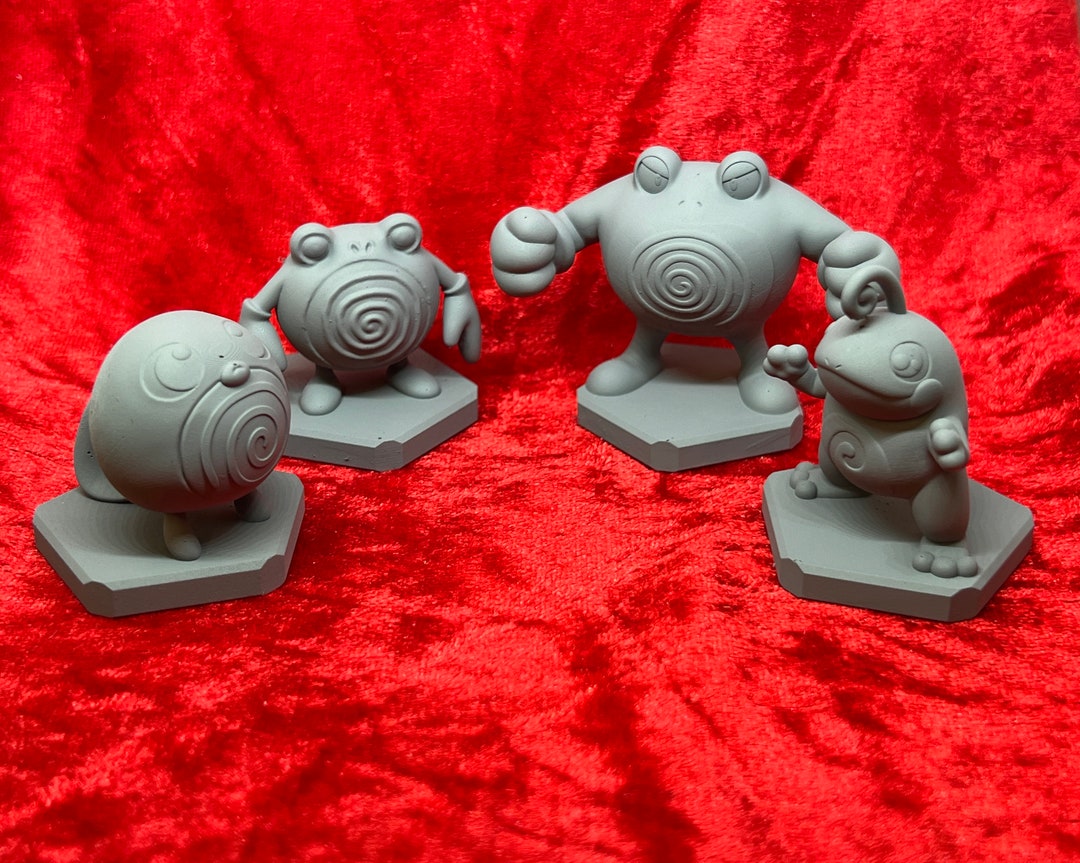 Pokemon #060 Poliwag, #061 Poliwhirl, #062 Poliwrath and #186 Politoed ...