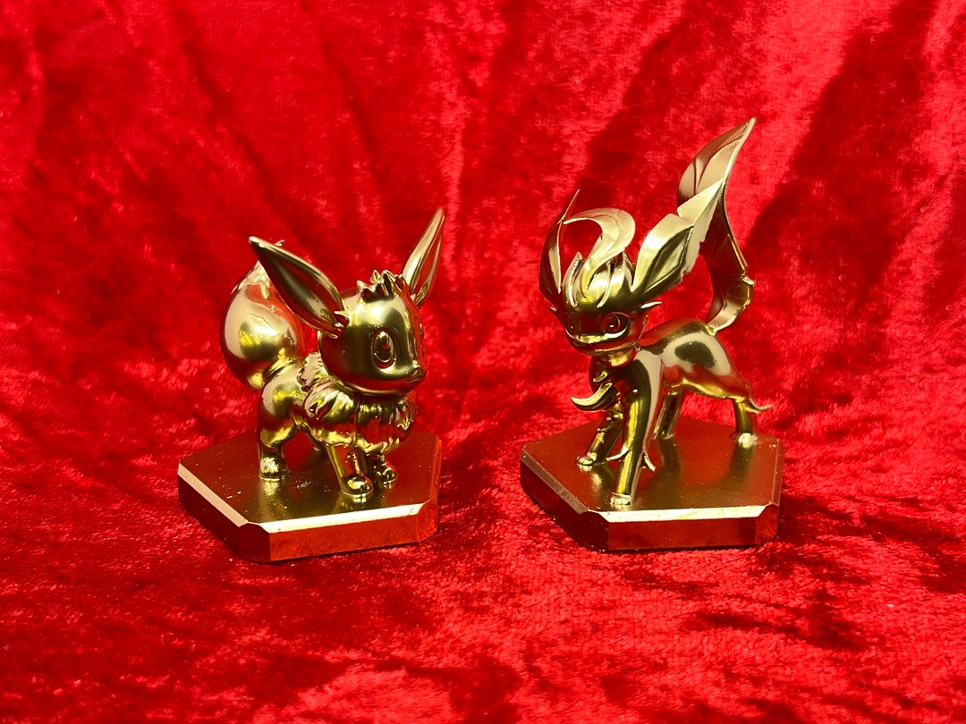 Pokemon 133 Eevee and 470 Leafeon Figure Goldtcg Statue - Etsy