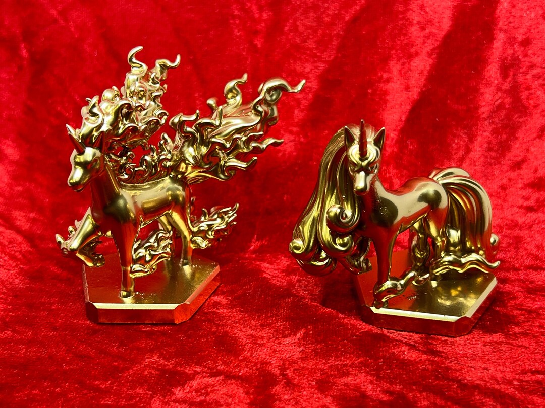 Pokemon #078 Rapidash and Galarian Rapidash Figures Gold tcg Statue Set ...