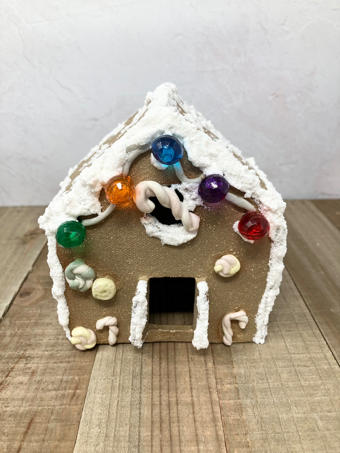Handmade Ceramic Gingerbread House With Lights - Etsy