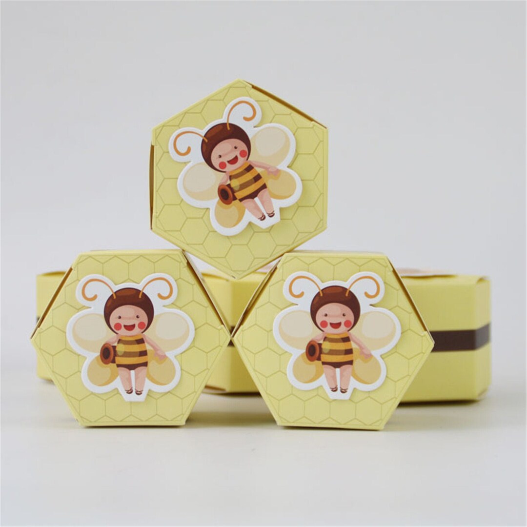 Baby Shower Favor Box-bee Favor Boxes-bumble Bee Candy Boxes-hexagon ...