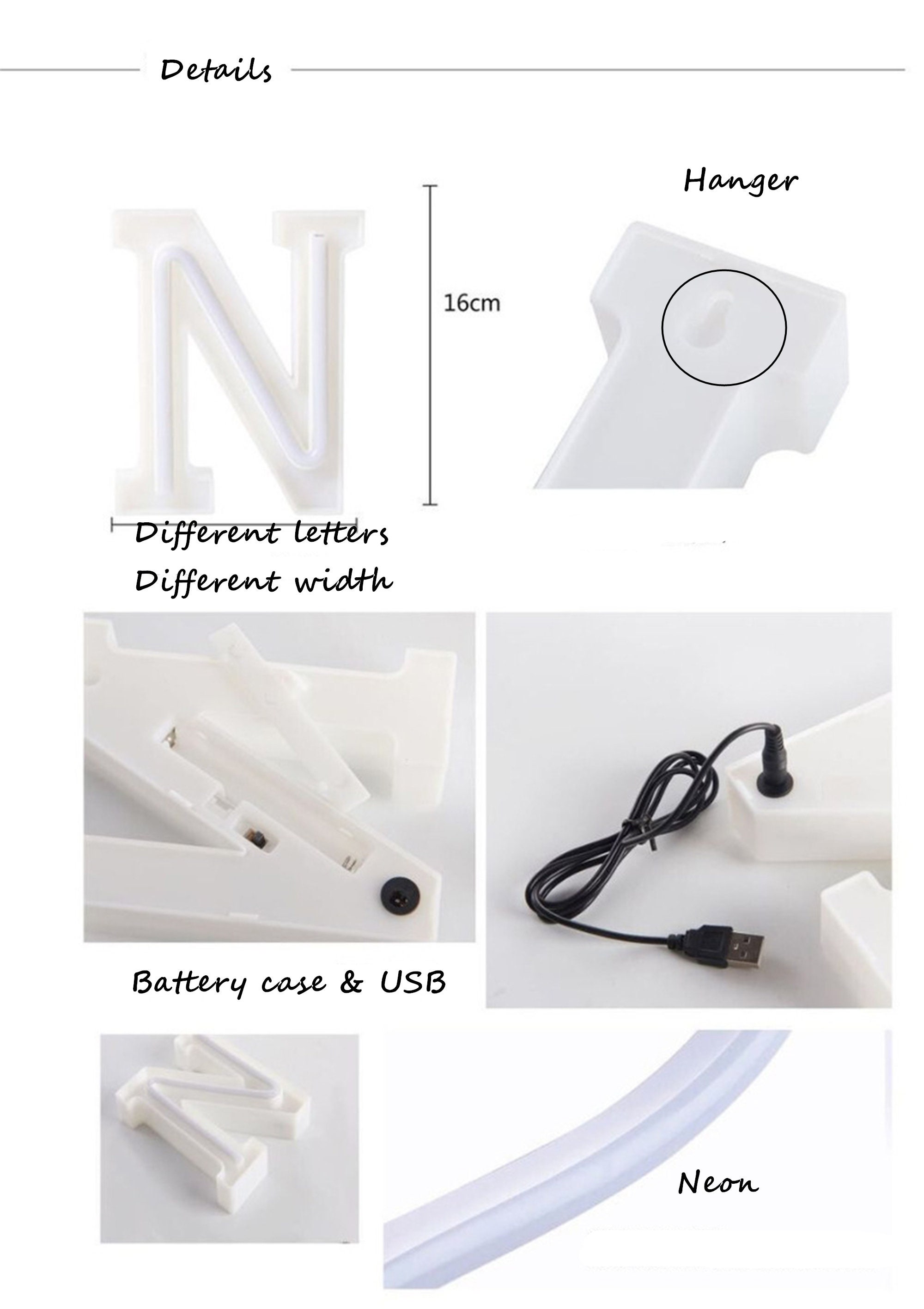 16cm Neon Alphabet Letter LED Lights-battery & USB Operated - Etsy