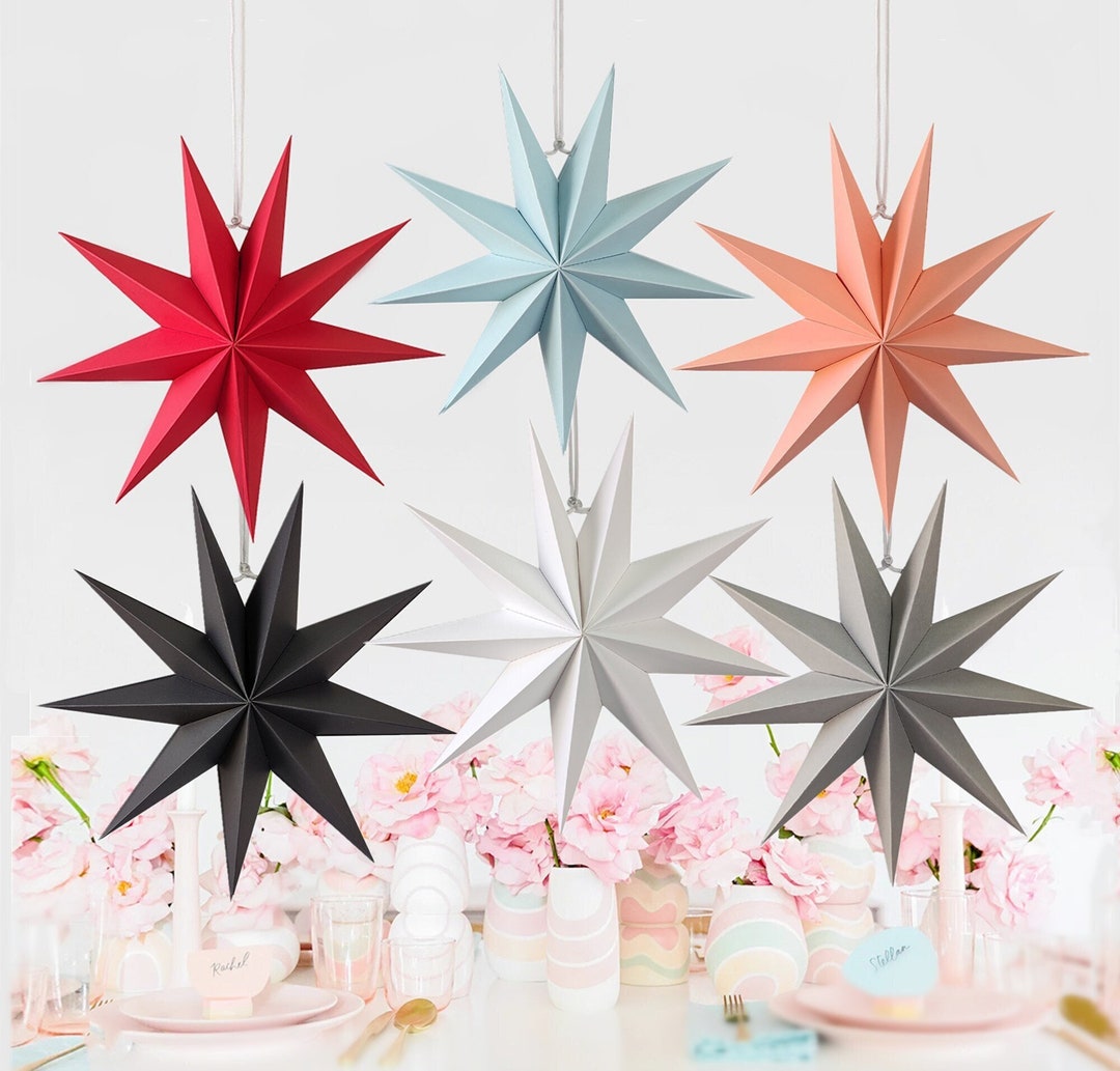 Star Paper Lanterns-12 Nine Pointed Paper Star Decorations-hanging Star ...