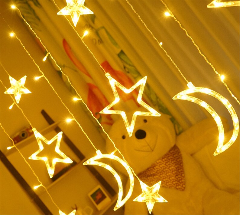 Moon Star Led Curtain String Lights-3.5m Ins Christmas Lights - Etsy