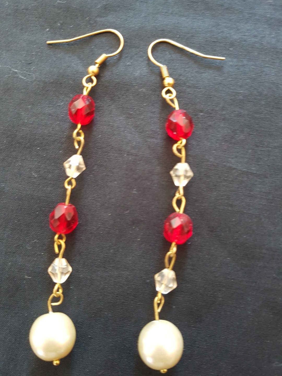 Hanging Earrings Made of Faceted Pearls and Pearlescent Pearls - Etsy