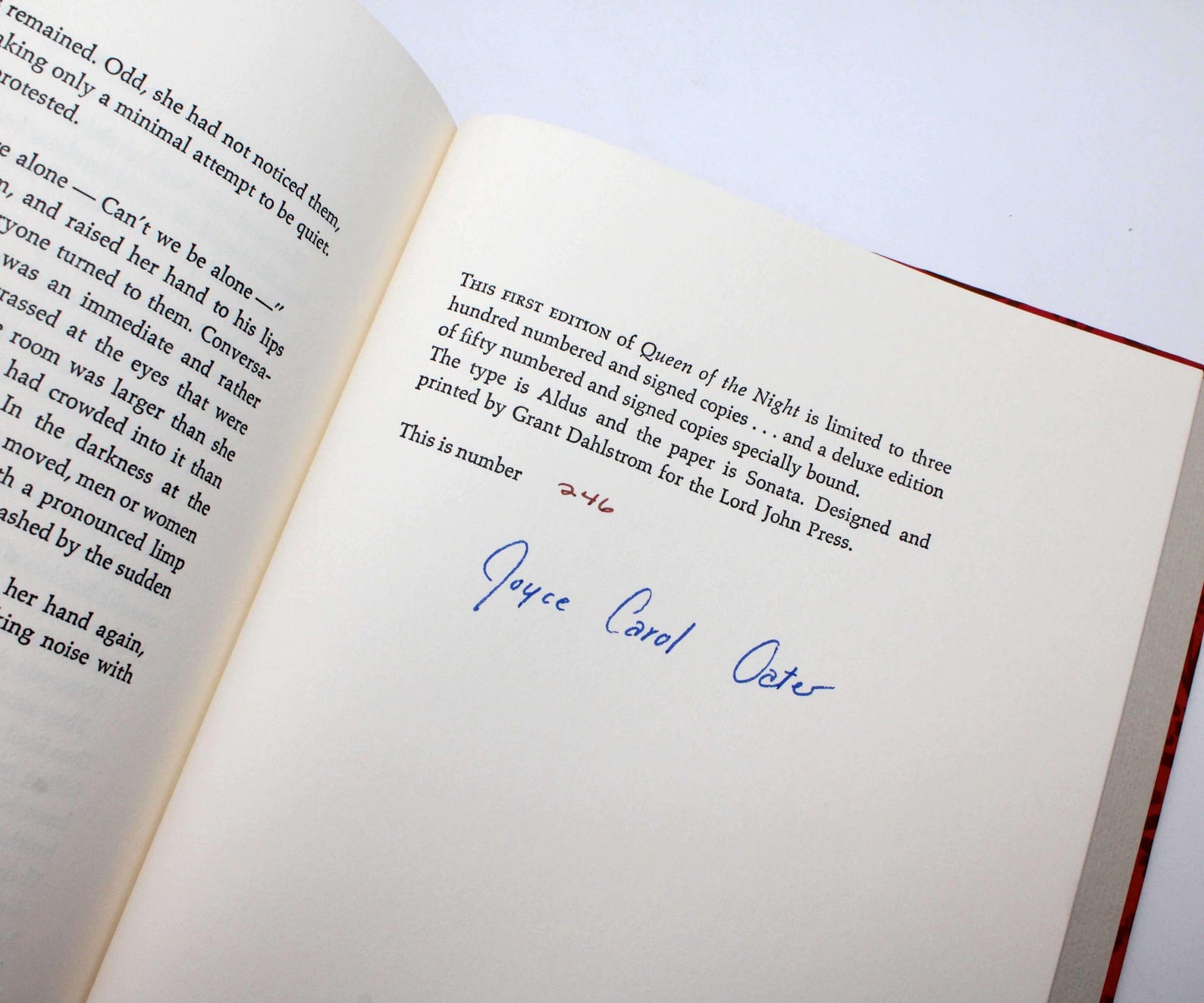 Queen of the Night. Signed by Joyce Carol Oates. Signed Limited First ...