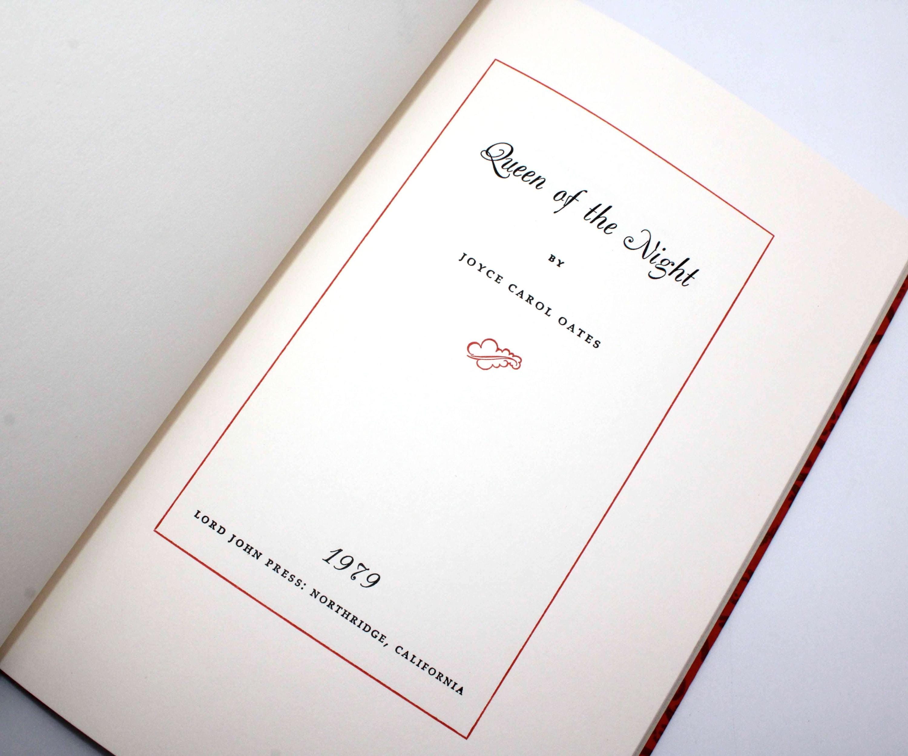 Queen of the Night. Signed by Joyce Carol Oates. Signed Limited First ...