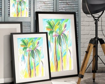 Palm tree wall art | Etsy