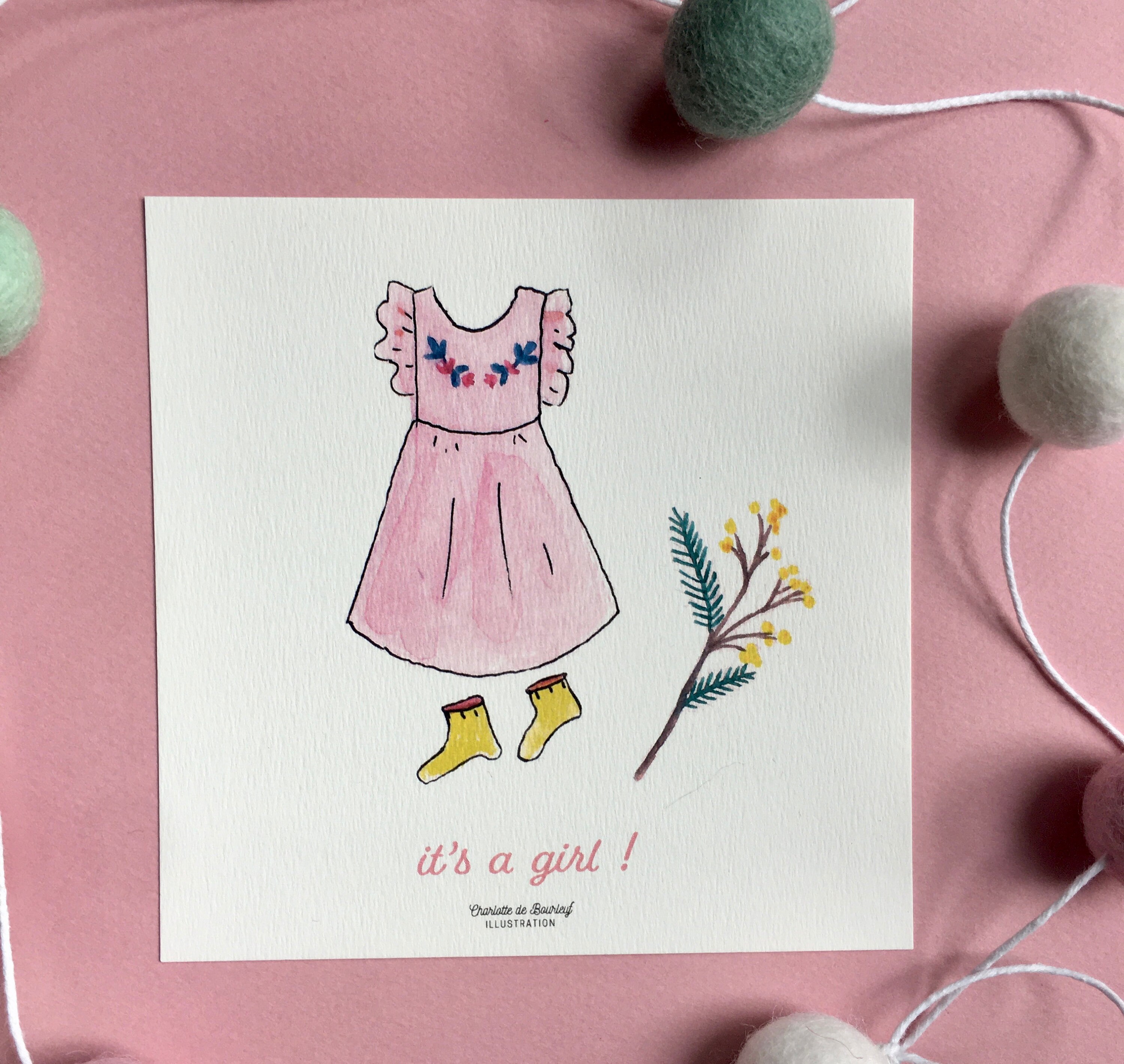 Card congratulations it's a girl card congratulations | Etsy