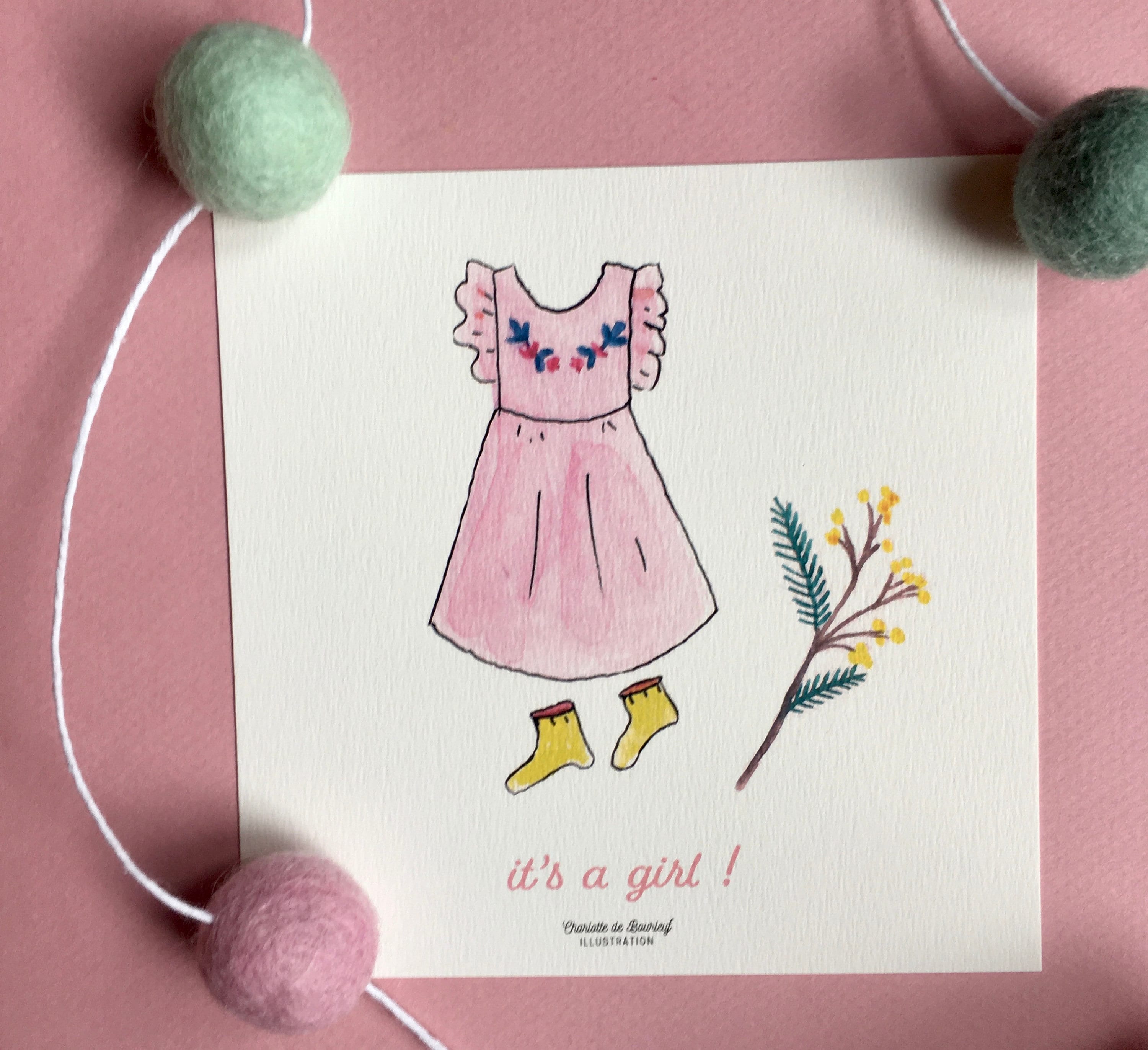 Card congratulations it's a girl card congratulations | Etsy