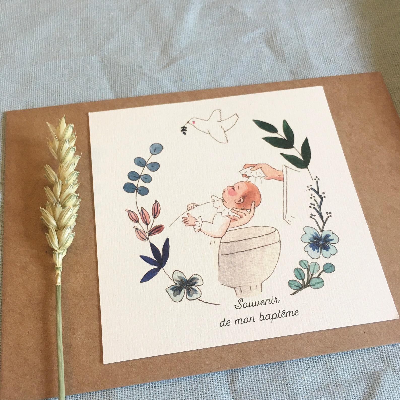 Lot de 20 cartes de baptême couronne de fleurs carte de | Etsy