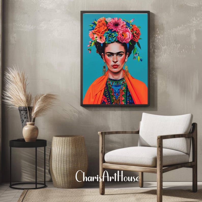 Frida Kahlo Portrait, Modern Mexican Wall Decor, Female Empowerment ...