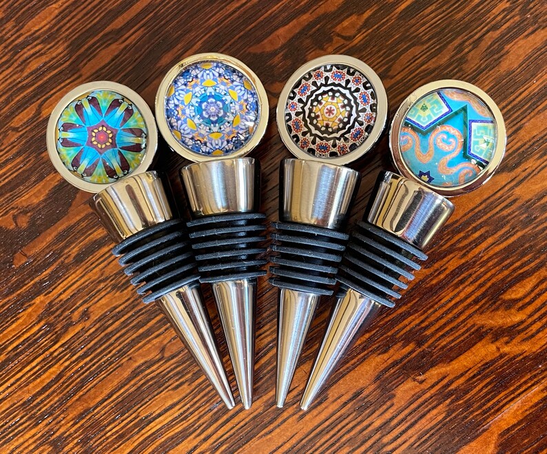 Street Art Wine Stoppers, Original Designs Set in Glass on Food Grade ...