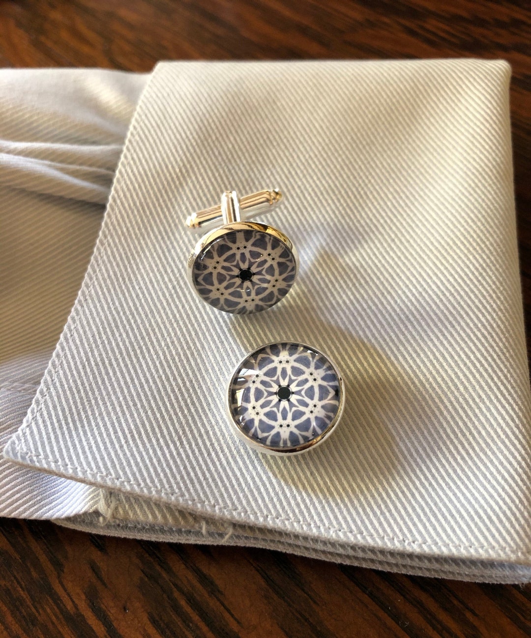 Striking Cuff Links, Vibrant Original Designs Set in Glass on Silver ...
