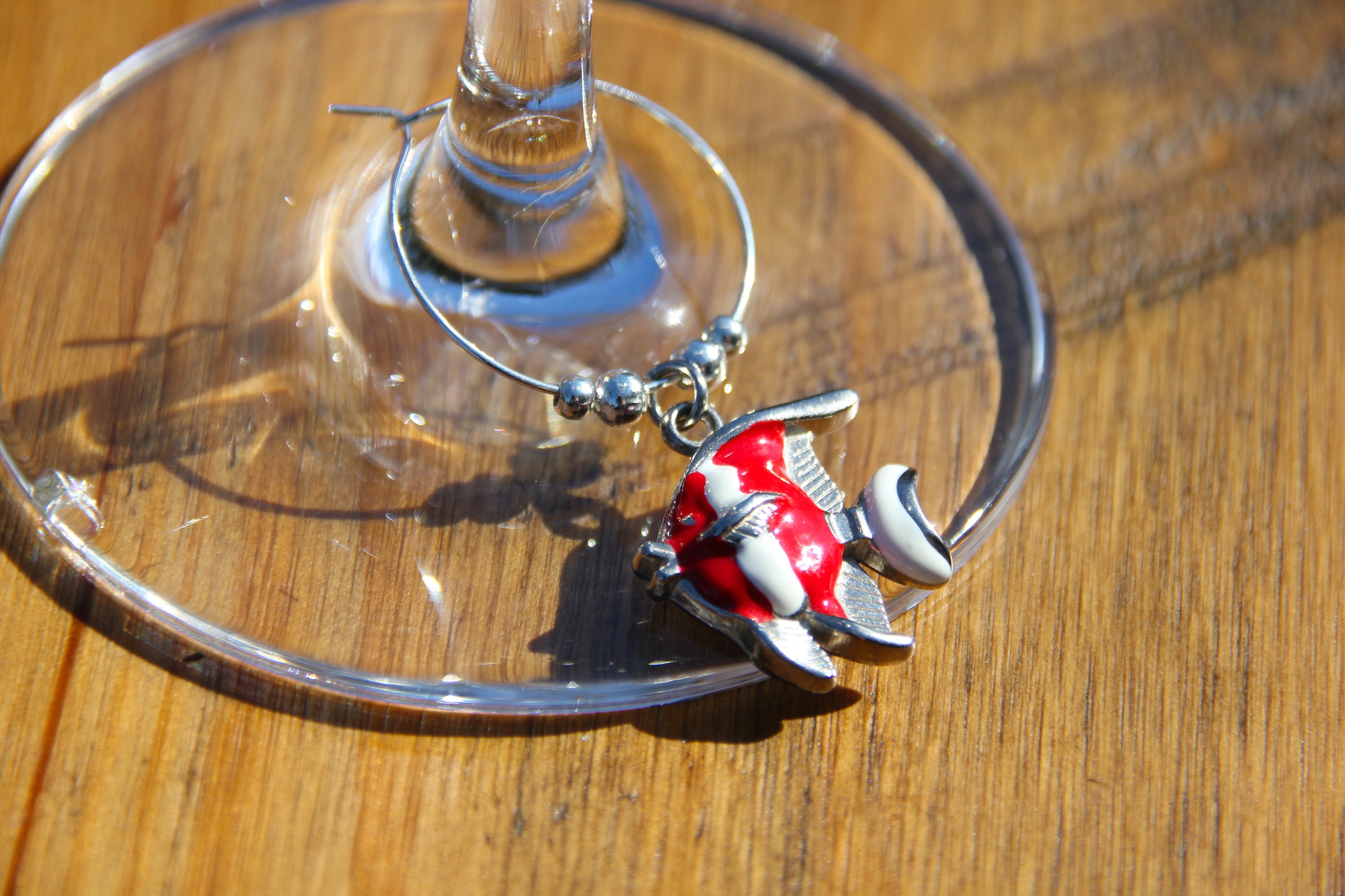 THE FISH COLLECTION - 4 Enamel Fish Wine Glass Charms - Red Fish Charm ...