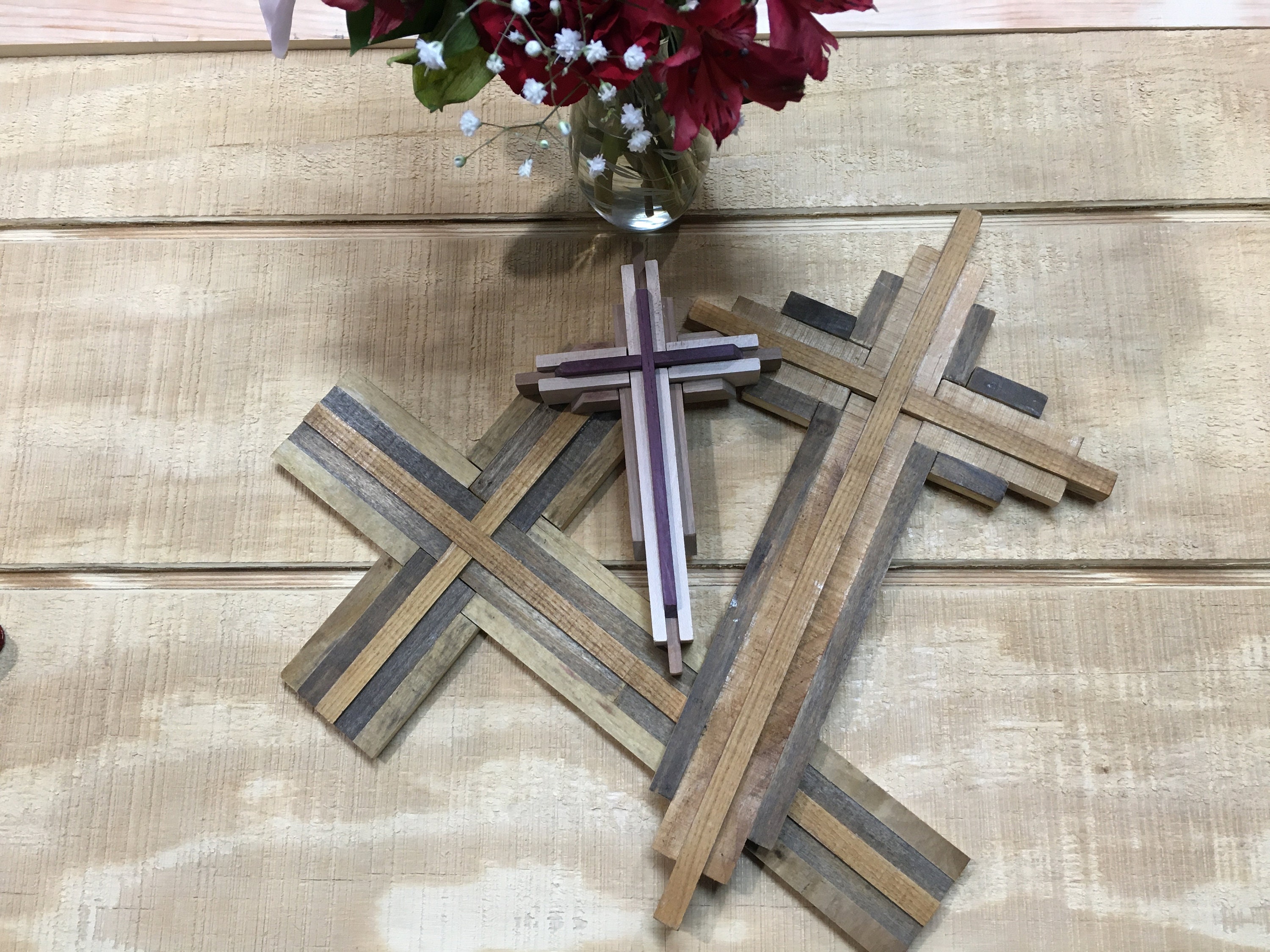 Handcrafted Wooden Cross Natural Wood Cross Wall Cross Deco Religious ...