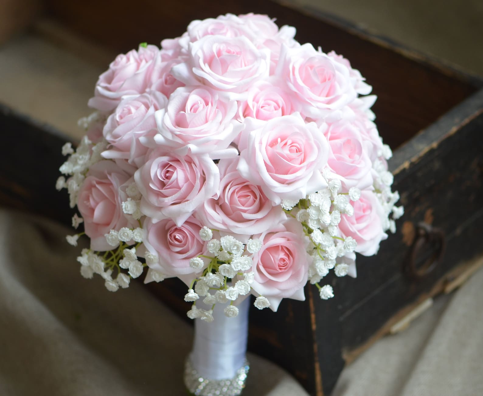 Pink Roses Bridal Bouquets Rustic Silk Bridal Bouquet Real - Etsy