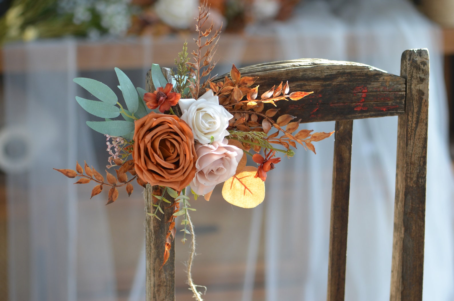 Terracotta Chair Decor Flowers Burnt Orange Ivory Chair - Etsy