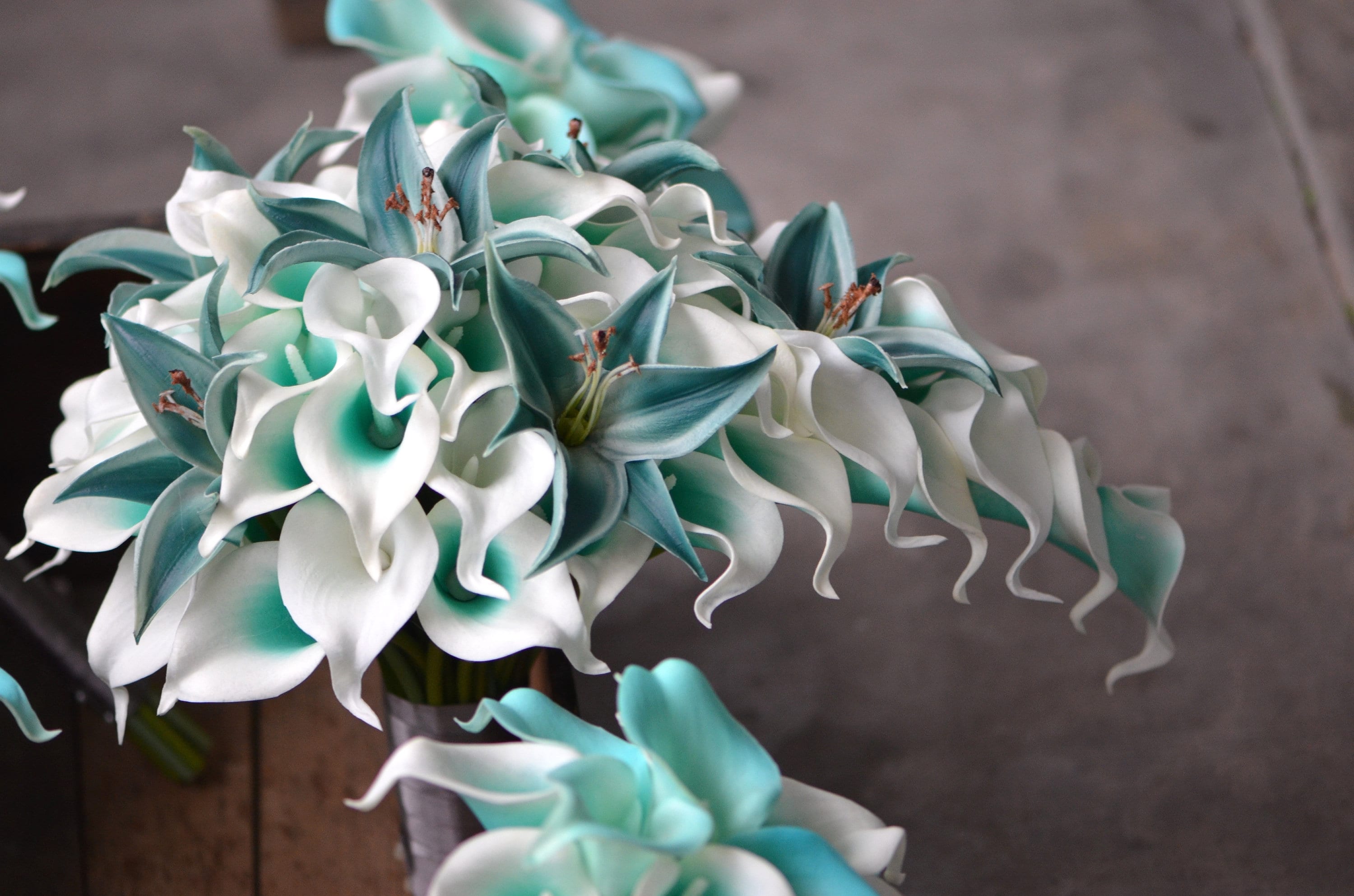 Turquoise Bridal Bouquets, Bridesmaids Bouquets, Teal Bouquet, Real ...