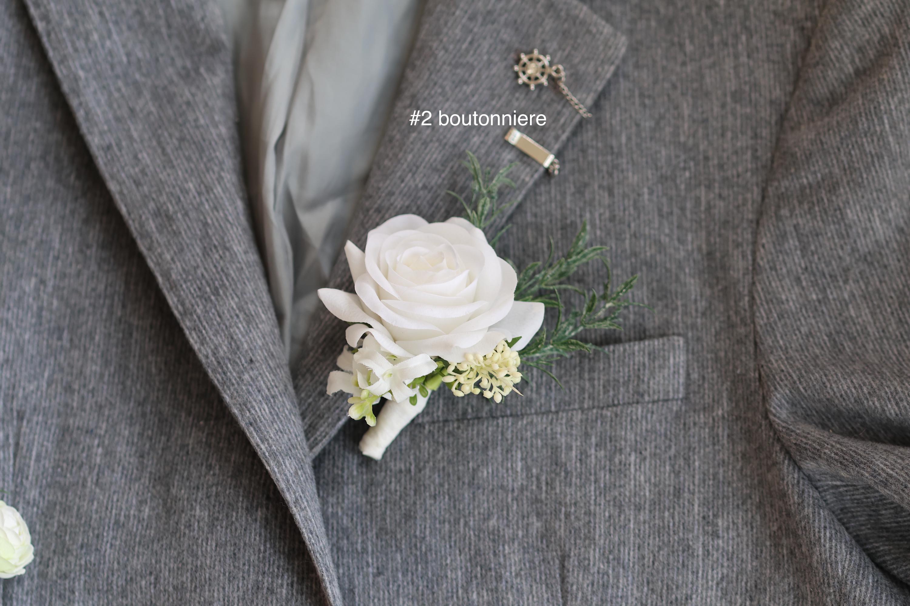 White & Sage Green Bridal Bouquet/boutonniere: Wildflower, Real Touch ...