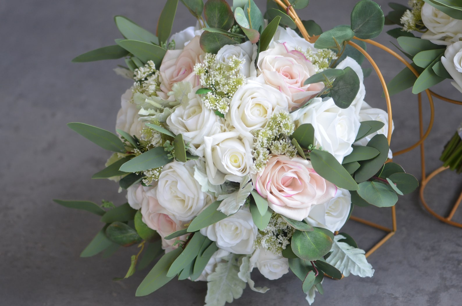 Ivory Roses Blush Pink Roses Rustic Bridal Bouquet Real - Etsy