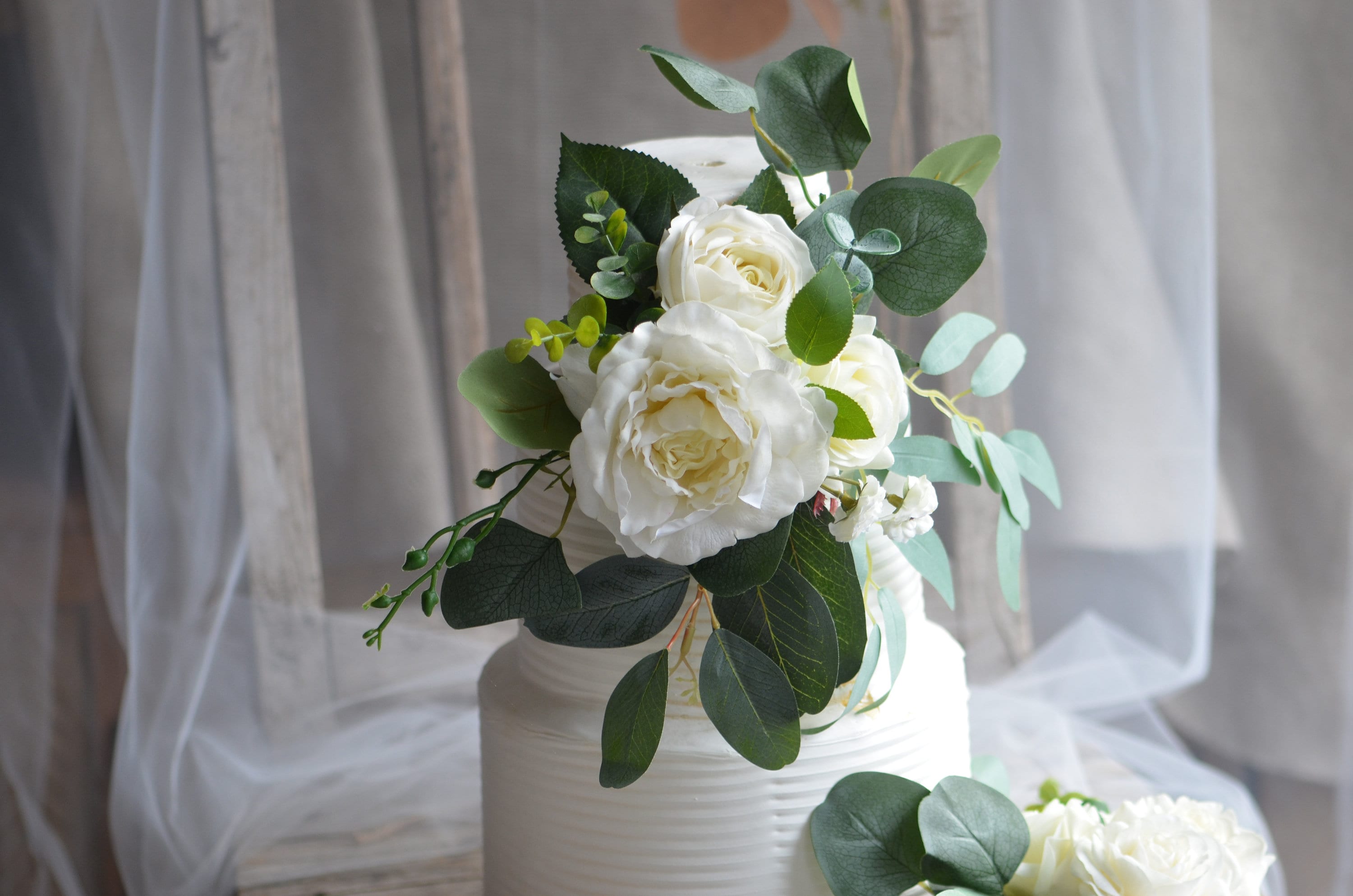 Fake White Rose Cake Topper Flowers for Wedding Ivory Cake - Etsy