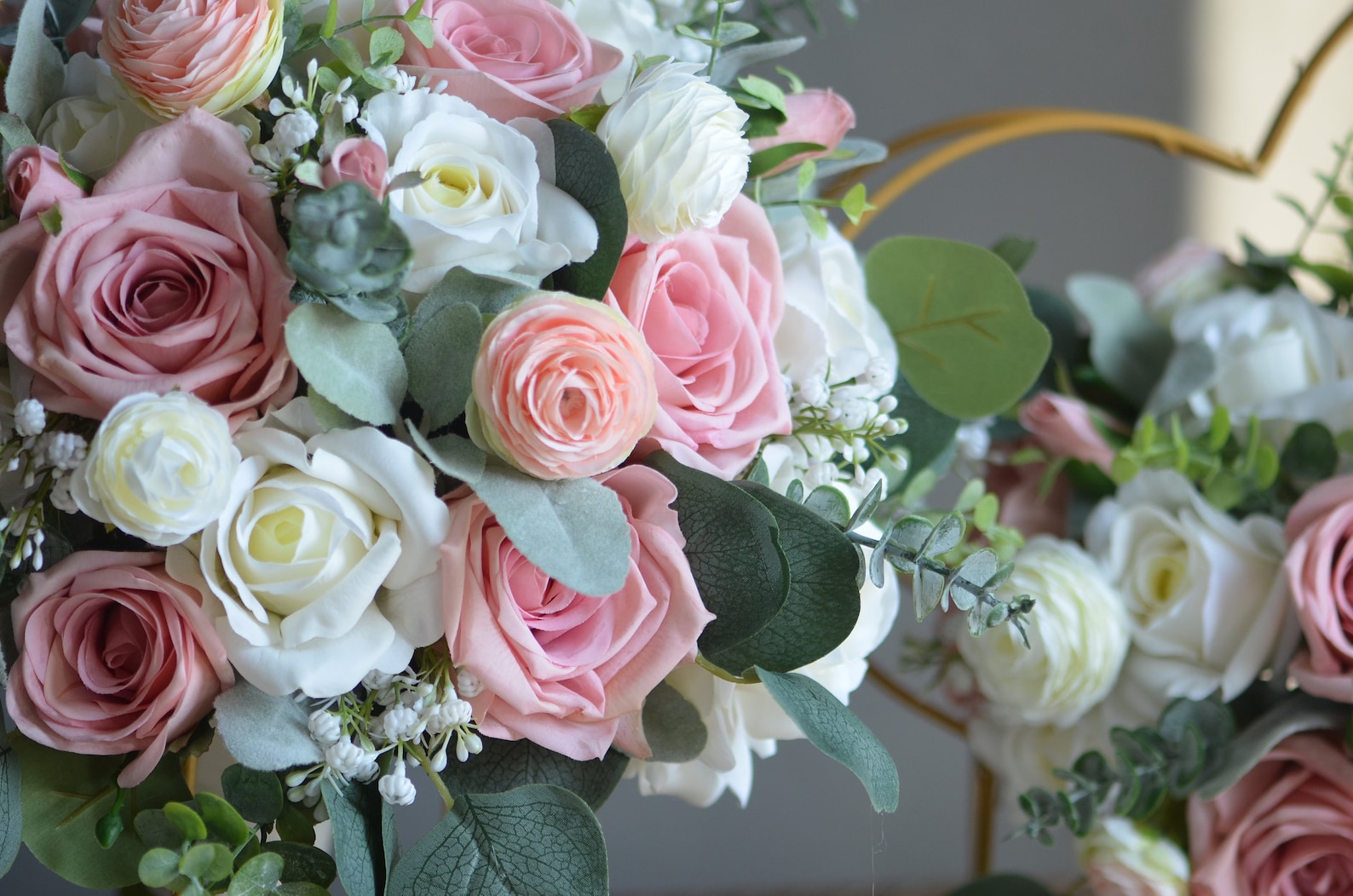 Artificial Rose Pink White Roses Wedding Bouquet Real Touch - Etsy