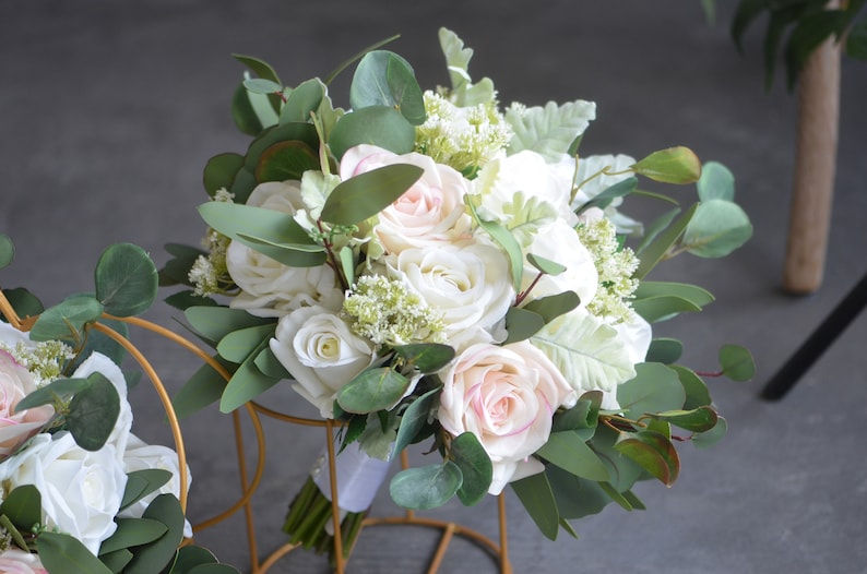 Ivory Roses Blush Pink Roses Rustic Bridal Bouquet Real - Etsy