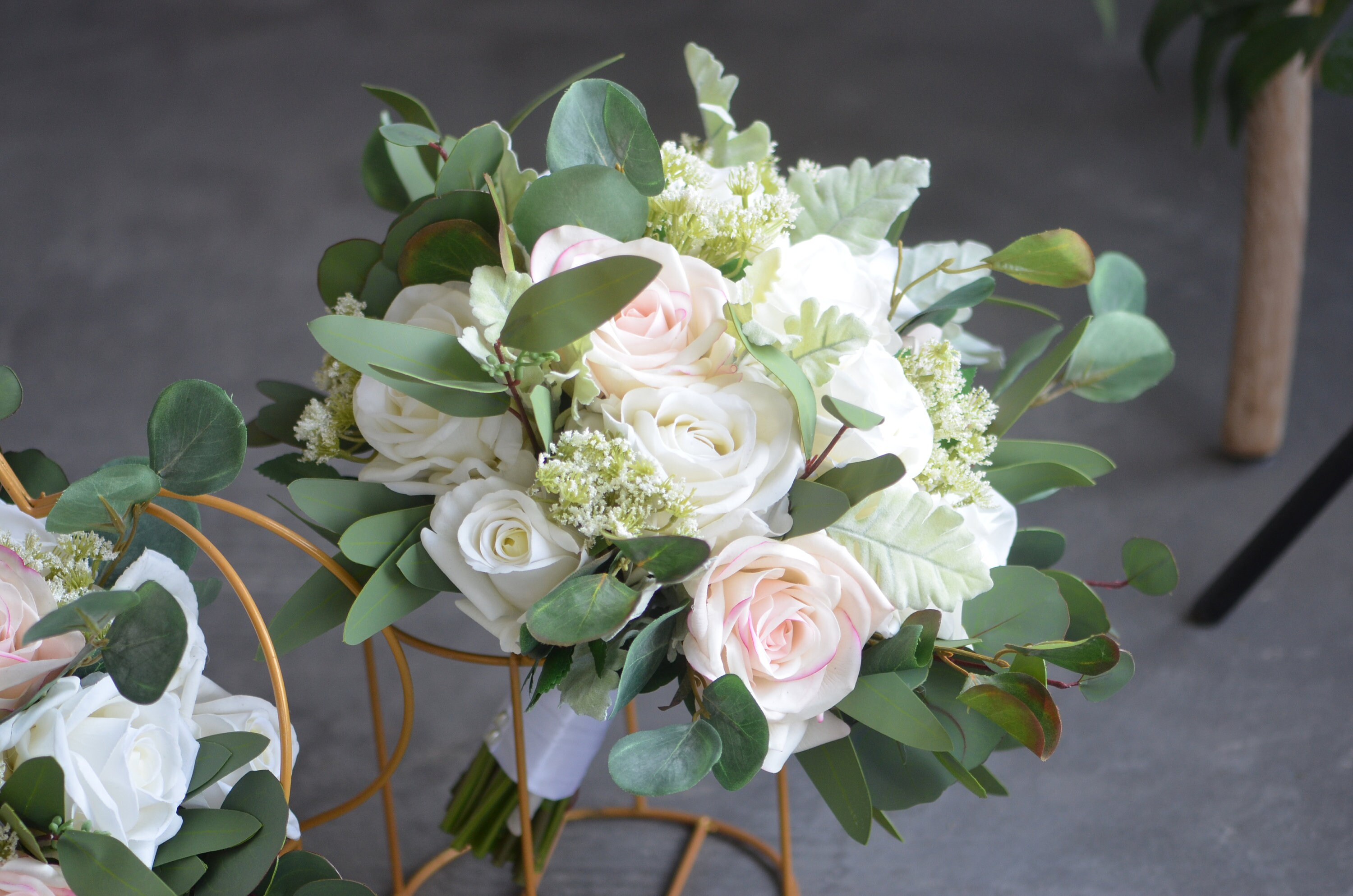 Ivory Roses, Blush Pink Roses, Rustic Bridal Bouquet, Real Touch Faux ...