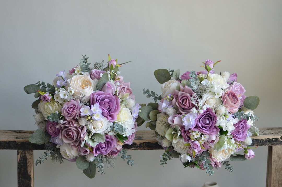 Artificial Lavender Bridal Bouquets, Boho Spring Summer Lilac Mauve ...