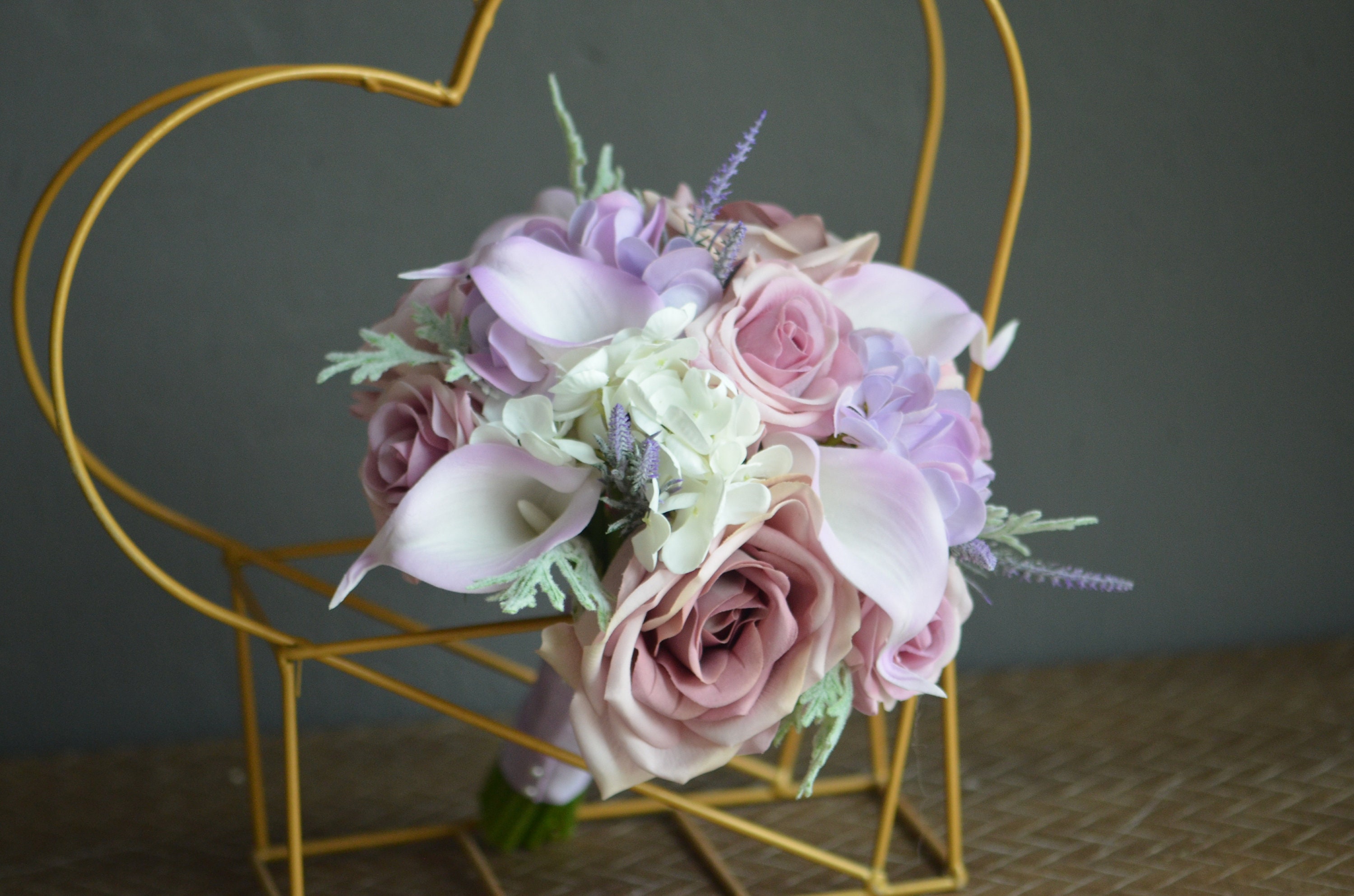 Lilac Mauve Wedding Bouquet Dusty Mauve Pink Roses Real - Etsy