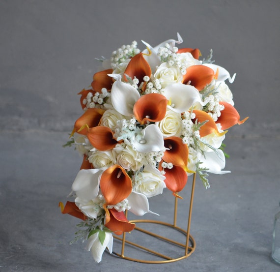 Burnt Orange Bouquets Lily Weddings