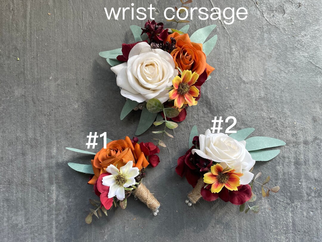 Terracotta Fall, Burgundy and Ivory Wedding Boutonniere & Wedding ...
