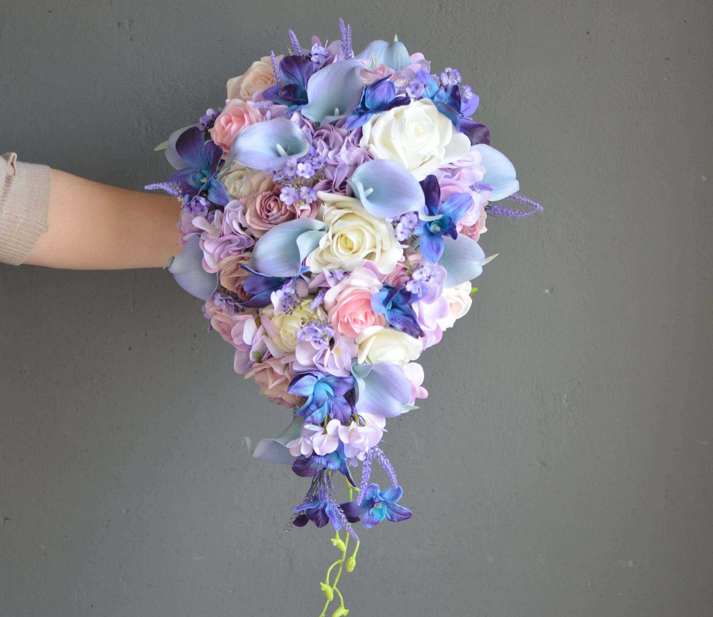 Turquoise And Purple Wedding Bouquet
