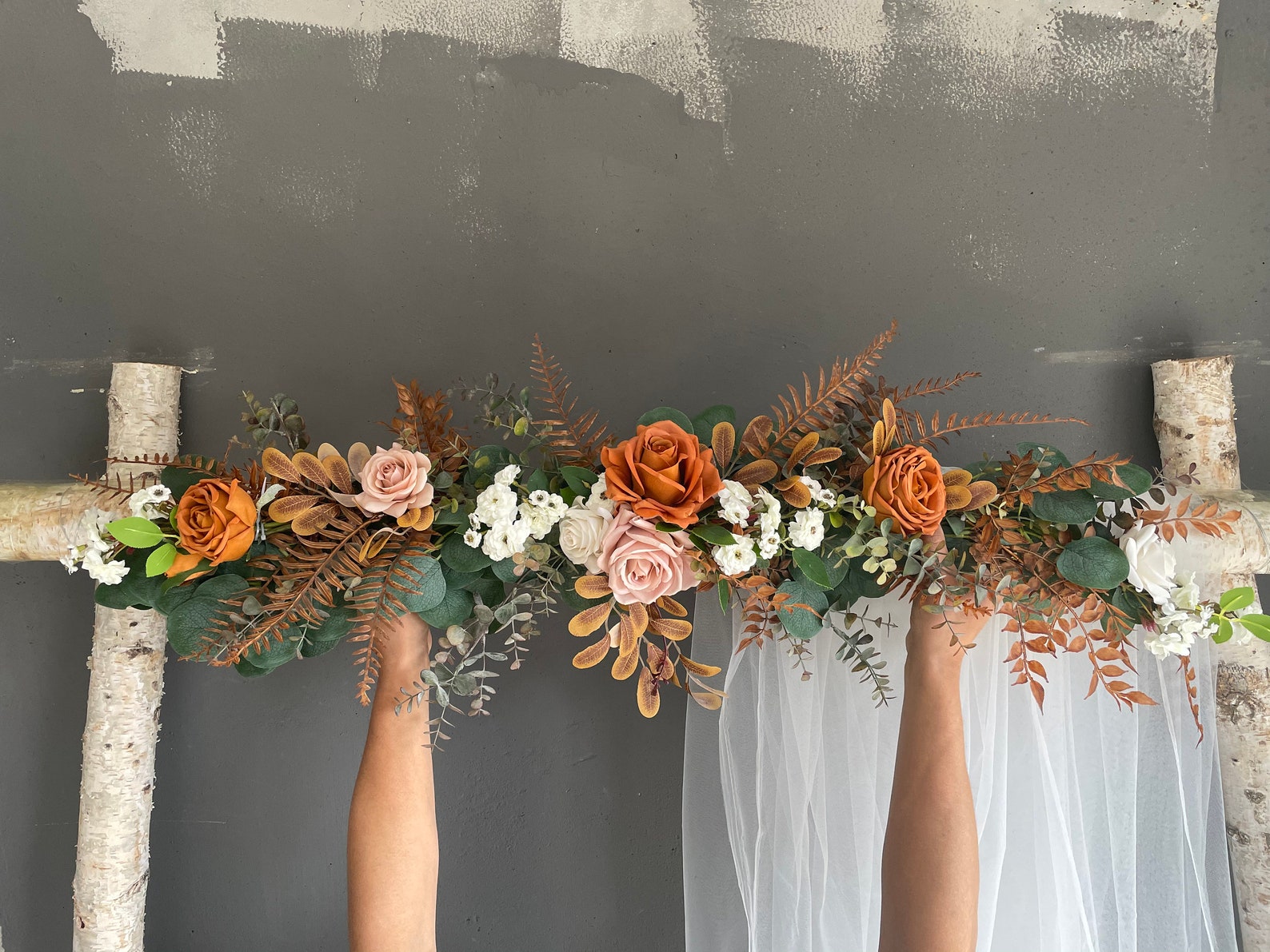 Fake Rust Burnt Orange Terracotta Garland, Fall Wedding Archway Flower ...