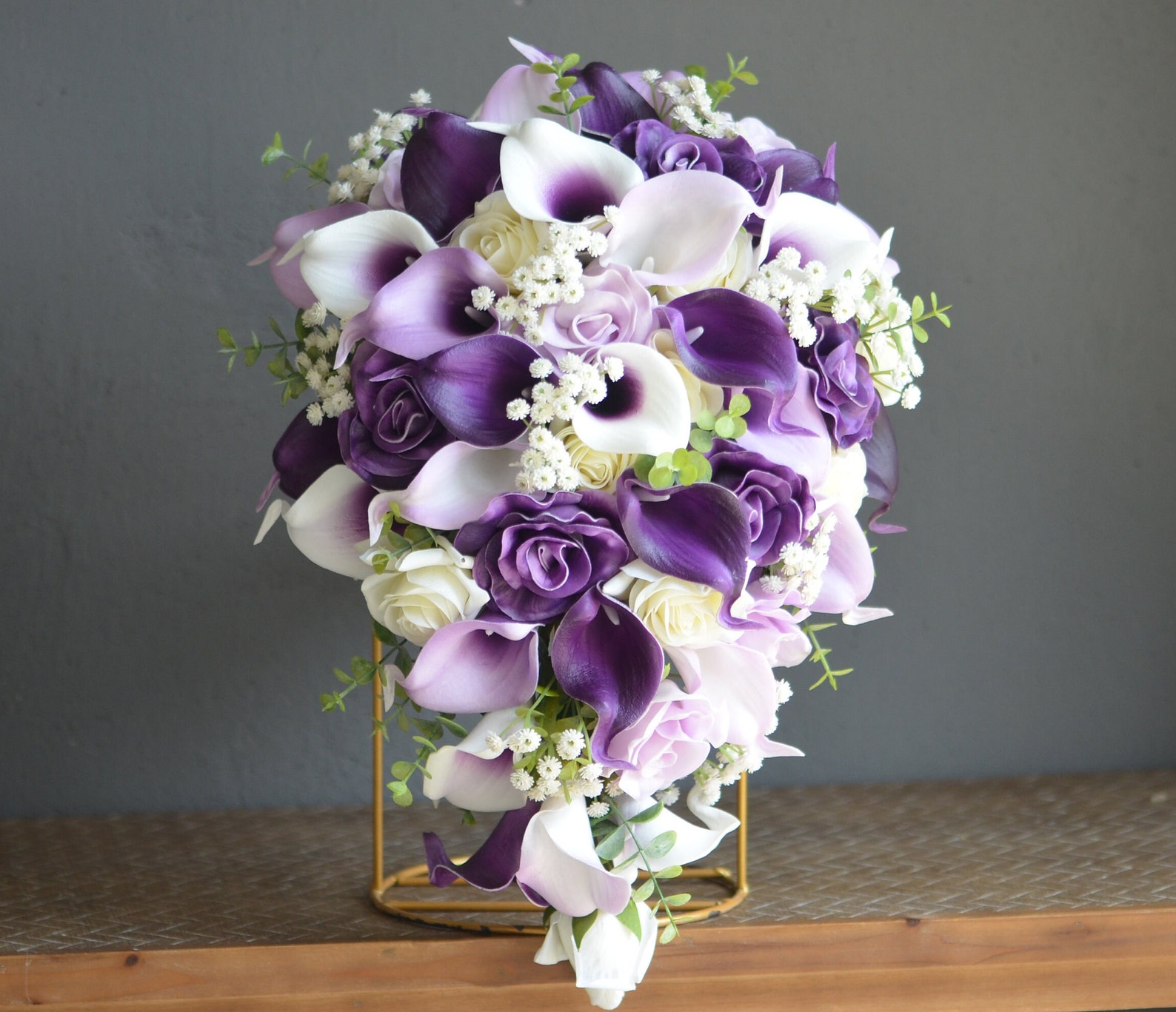 Purple Wedding Bouquet Rustic Plum White Bridal Bouquet Real - Etsy