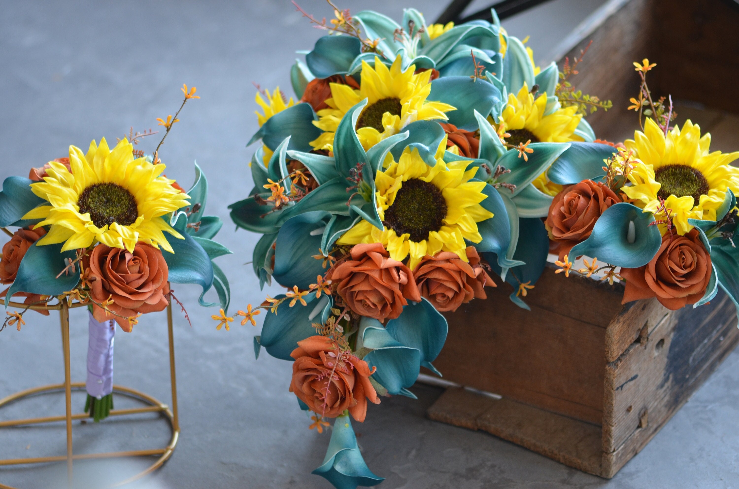 Teal And Yellow Rustic Wedding