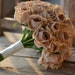 12 Beige Brown Real Touch Roses Bridal Bouquet, Light Brown Wedding ...