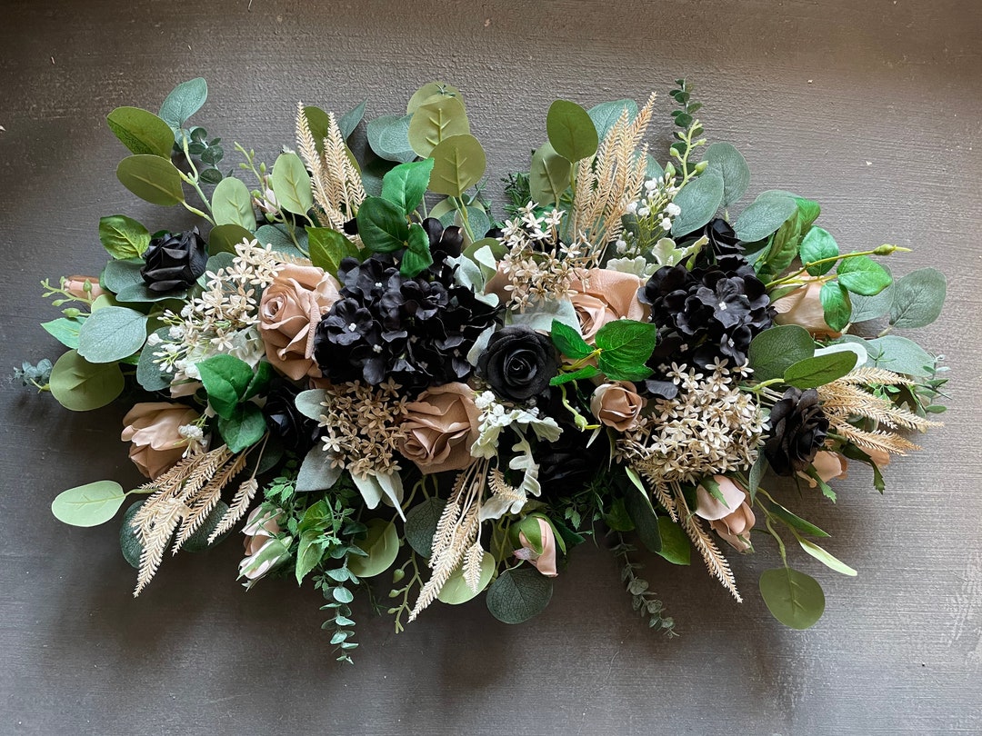 Dark Beige and Black Arch Flowers, Faux Flowers Archway Flowers, Fall ...