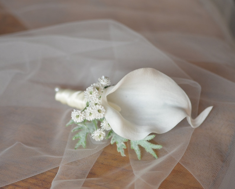 Fake Ivory Cream Real Touch Roses Wedding Bouquet White Calla - Etsy