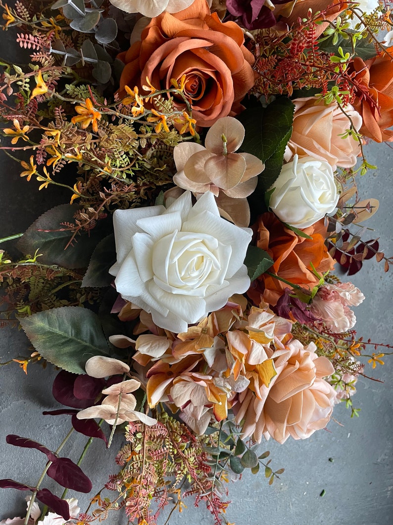 Fake Flowers Fall Wedding Archway Rust Beige Terracotta Corner - Etsy