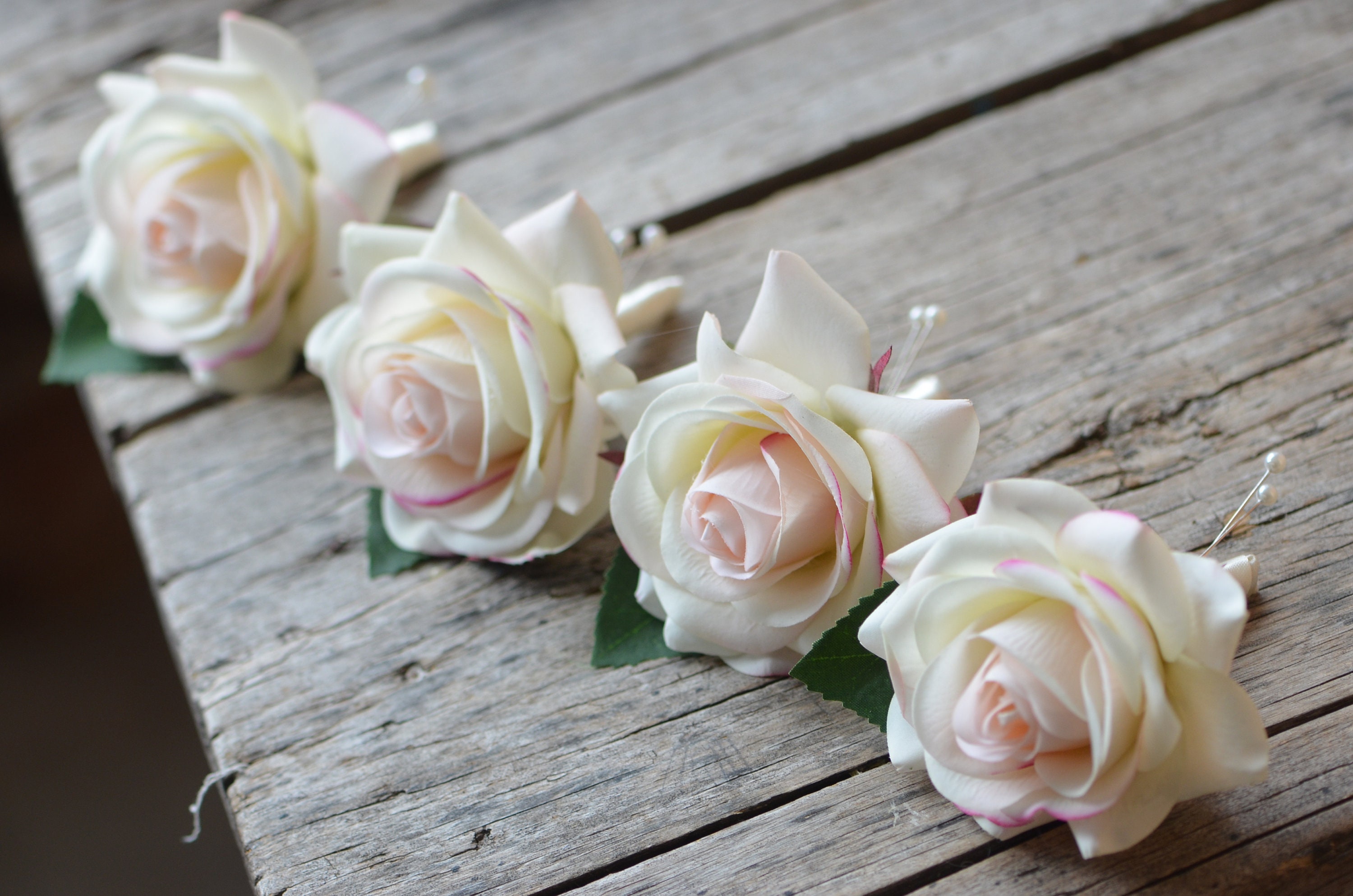 Real Touch Blush Rose Boutonnieres Peach Boutonniere Wedding - Etsy