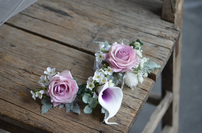 Real Touch Lilac Mauve Light Purple Boutonniere Wedding - Etsy