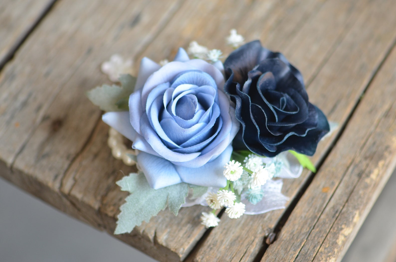 Faux Navy Blue/royal Blue/dusty Blue Wedding Bouquet, Boho Blues Bridal ...