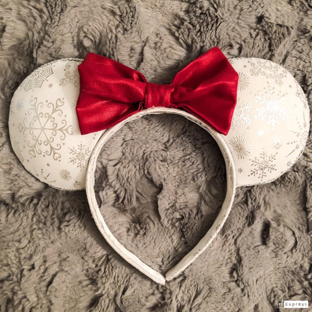 White Textured Snowflake Ears, Snow Ears, Winter Mouse Ears, Christmas ...