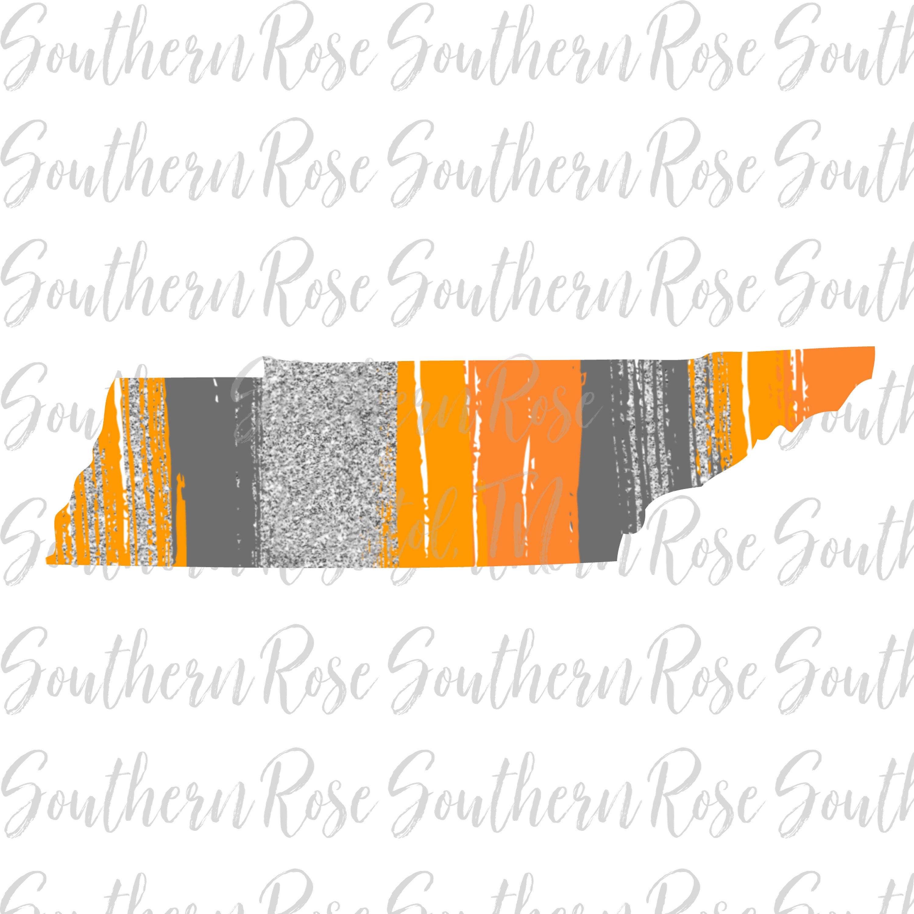 Tennessee State Shape Orange and Gray Brush Strokes - PNG Sublimation ...