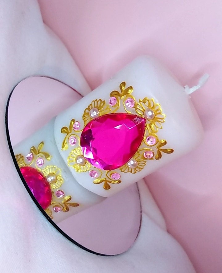 Mini Pink Personalised Candle | Etsy