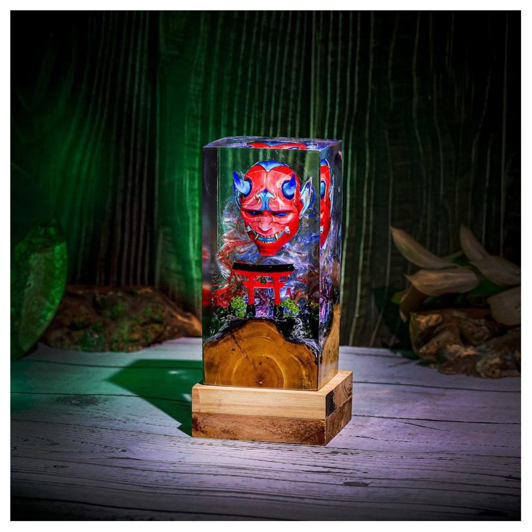 H.onn.ari Han.n.ya Mask and Torii Gate Night Lamp, Japanese Lamp Torii ...