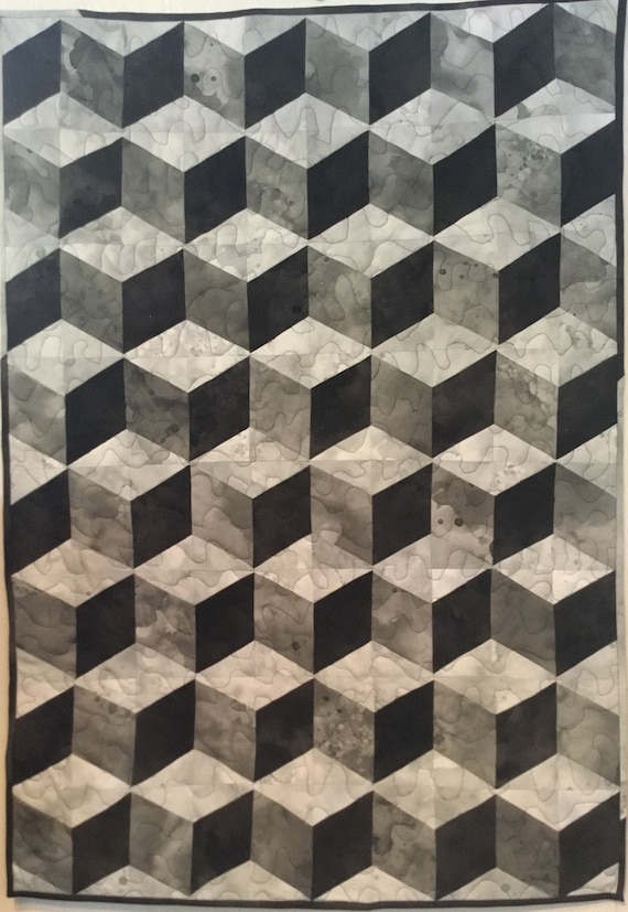 A classic tumbling blocks pattern in a modern colorway using | Etsy